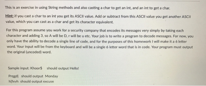 Solved This is an exercise in using String methods and also | Chegg.com