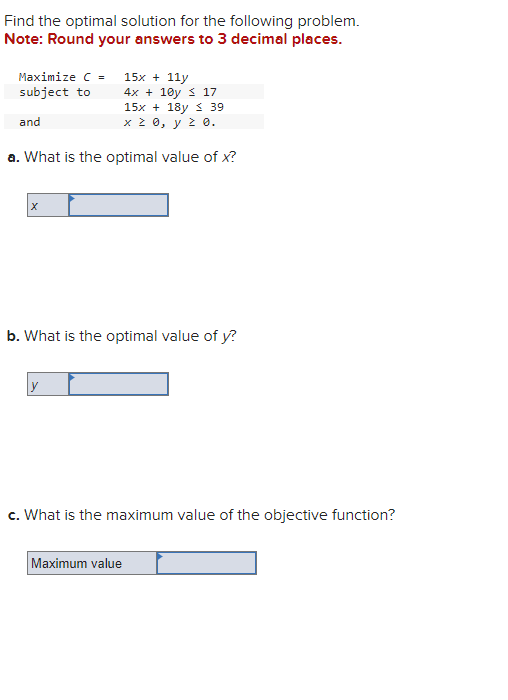 Solved Find the optimal solution for the following problem. | Chegg.com