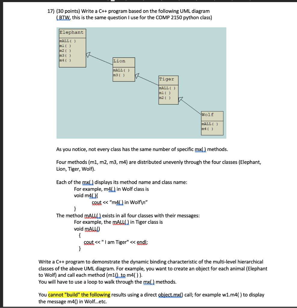 Solved 17) (30 points) Write a C++ program based on the | Chegg.com