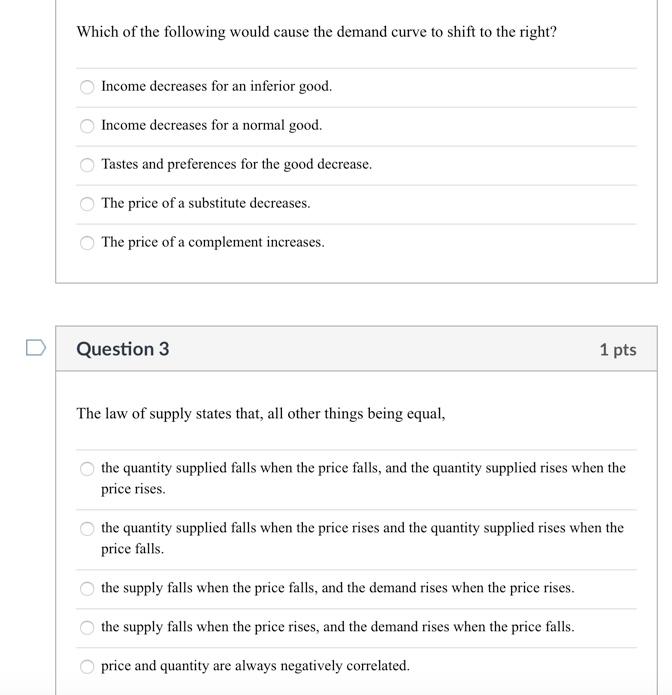 Solved Which of the following would cause the demand curve | Chegg.com