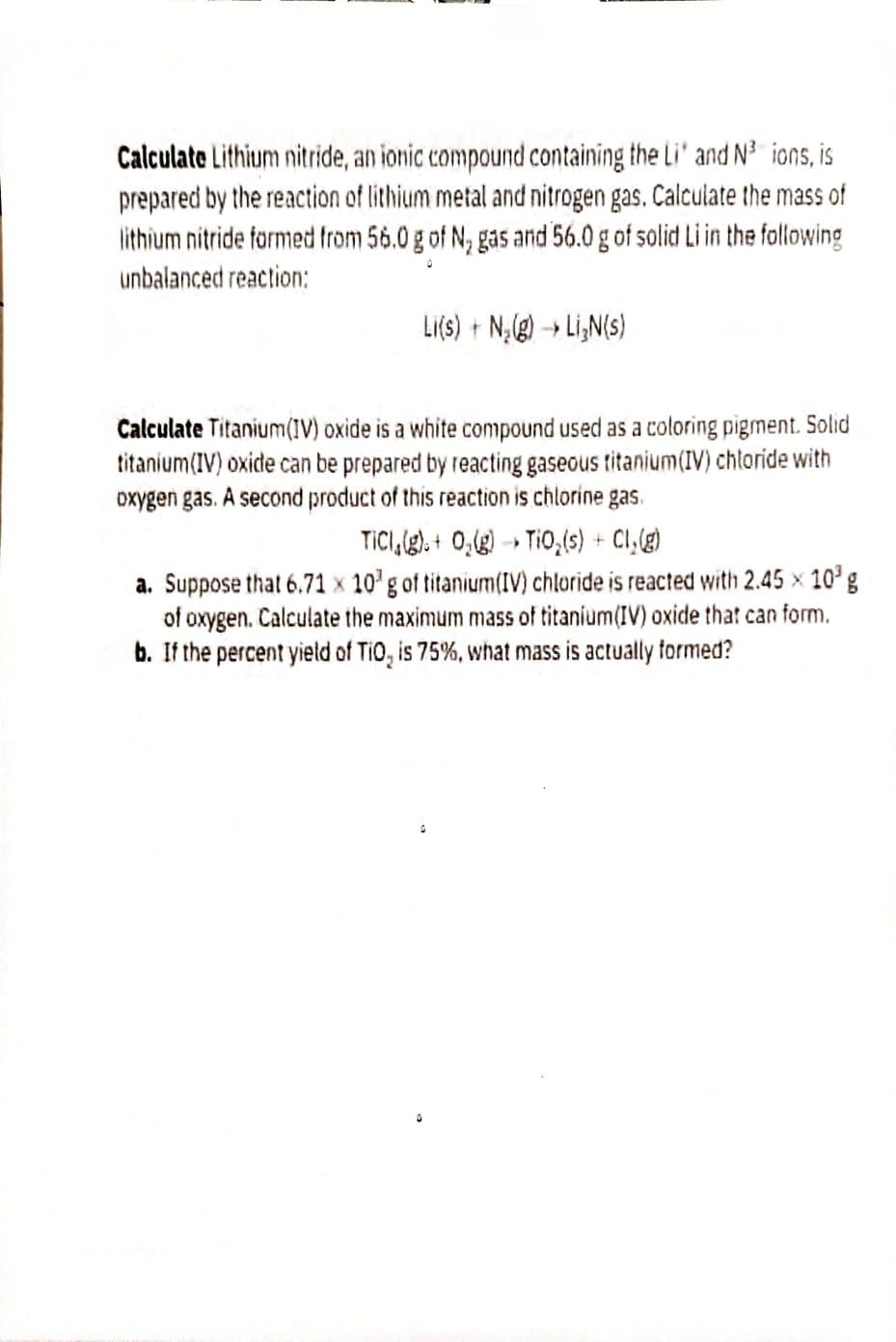 Solved Calculate Lithium nitride, an ionic compound | Chegg.com