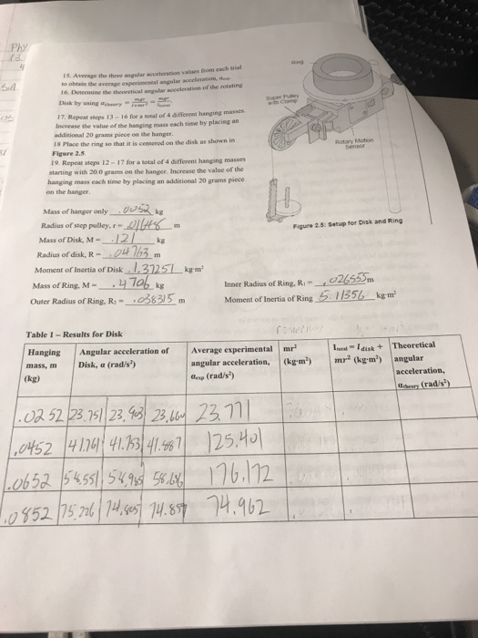 Solved Lab 9-ROTATIONAL DYNAMICS Purpose: The purpose of | Chegg.com
