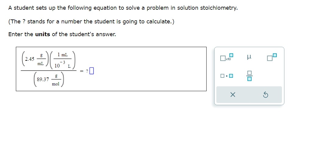 Solved A student sets up the following equation to solve a | Chegg.com