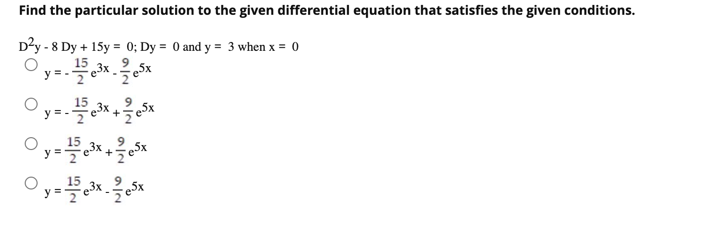 Solved Find the particular solution to the given | Chegg.com