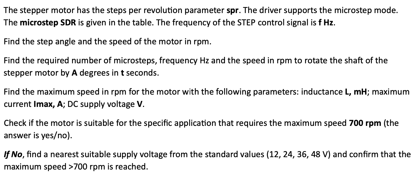 The stepper motor has the steps per revolution | Chegg.com
