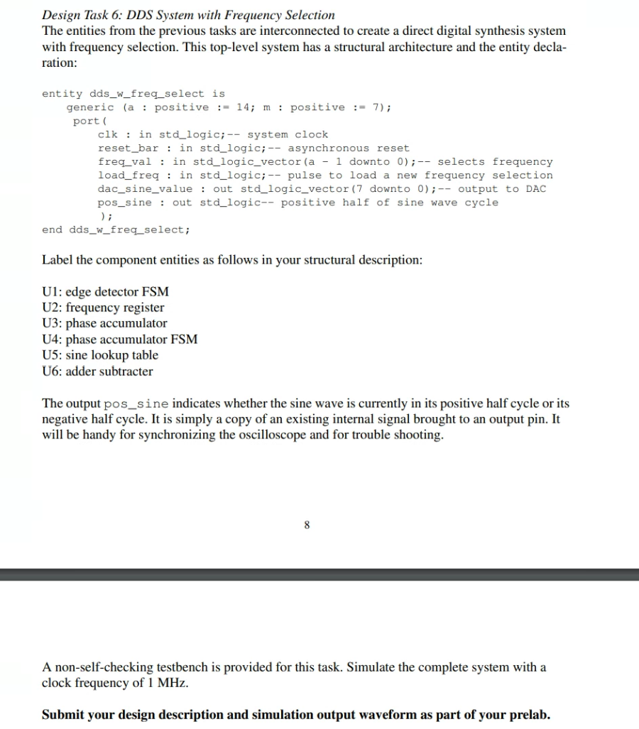 Solved Design Task 6: DDS System with Frequency Selection | Chegg.com