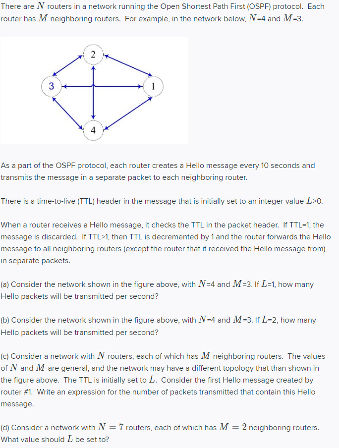 There are N routers in a network running the Open | Chegg.com