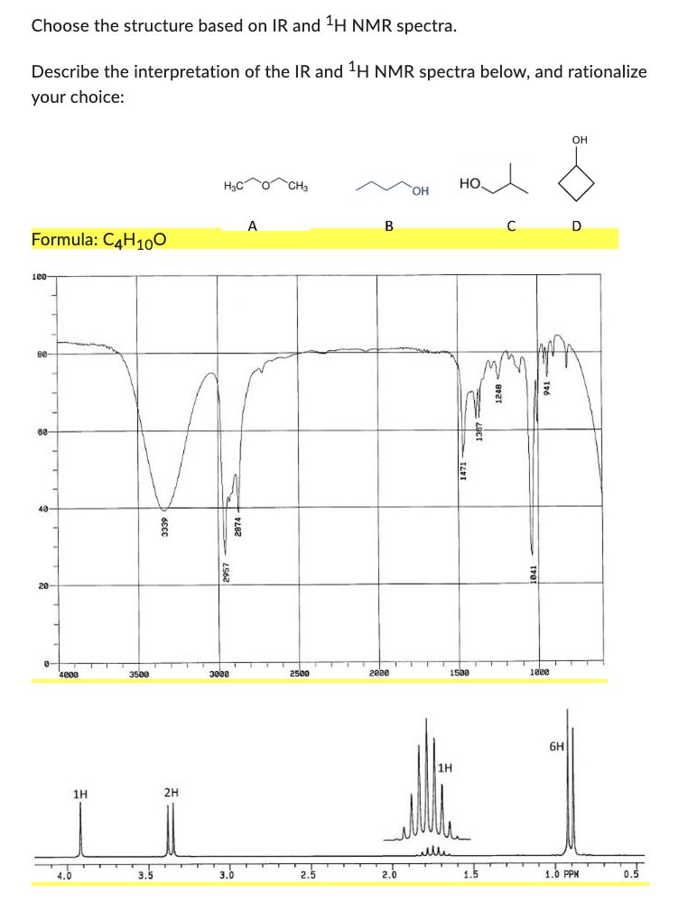 Solved Choose the structure based on IR and 1H NMR spectra. | Chegg.com