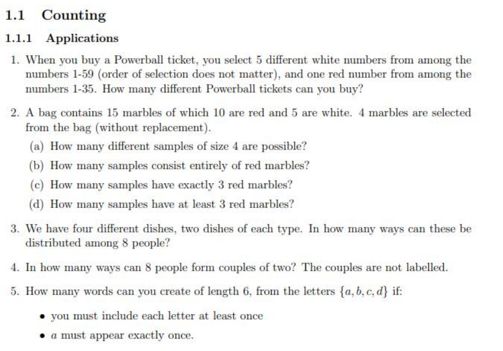 Solved 1.1 Counting 1.1.1 Applications 1. When you buy a | Chegg.com