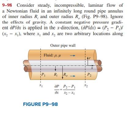 Solved 9-98 Consider steady, incompressible, laminar flow of | Chegg.com
