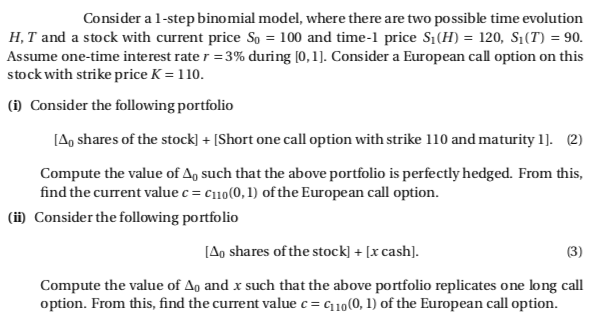 Solved Consider a l-step binomial model, where there are two | Chegg.com