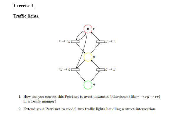 Exercise 1 Traffic lights. rry yr ry90 09 →y 1. How | Chegg.com
