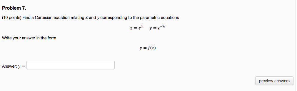 Solved Problem 7. (10 points) Find a Cartesian equation | Chegg.com