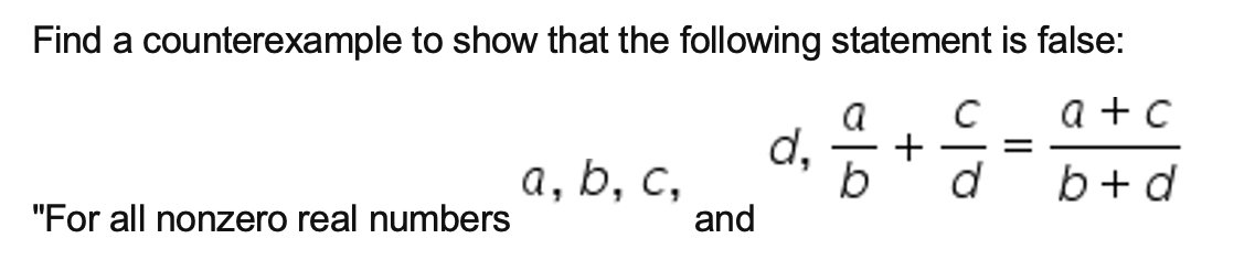Solved Find a counterexample to show that the following | Chegg.com