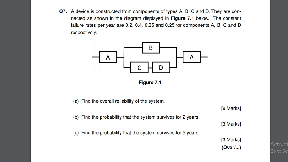 Solved Q7. A device is constructed from components of types | Chegg.com