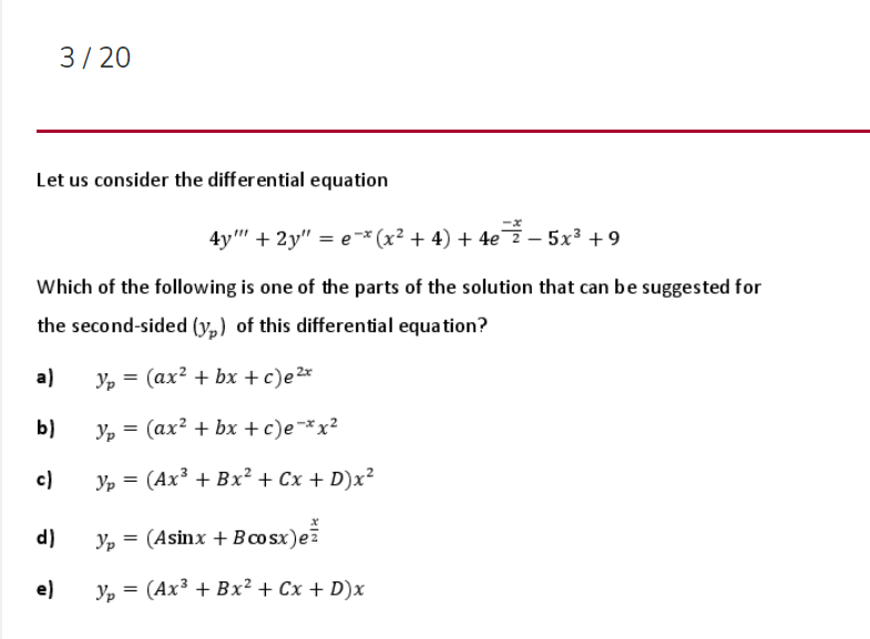 Solved 3/20 Let us consider the differential equation 4y"" + | Chegg.com