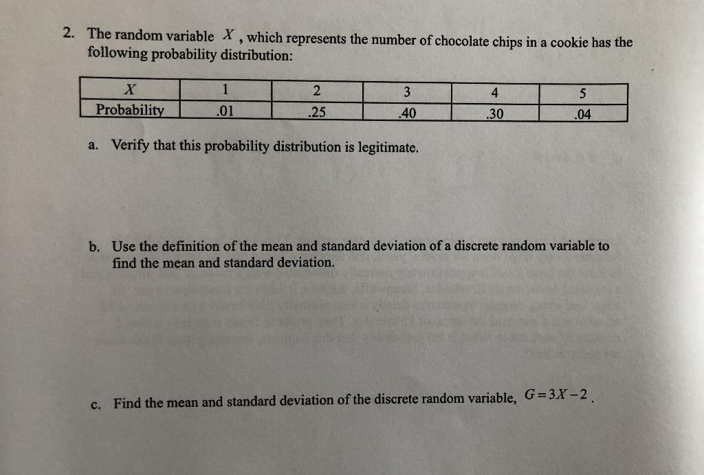 Solved The random variable X, which represents the number of | Chegg.com