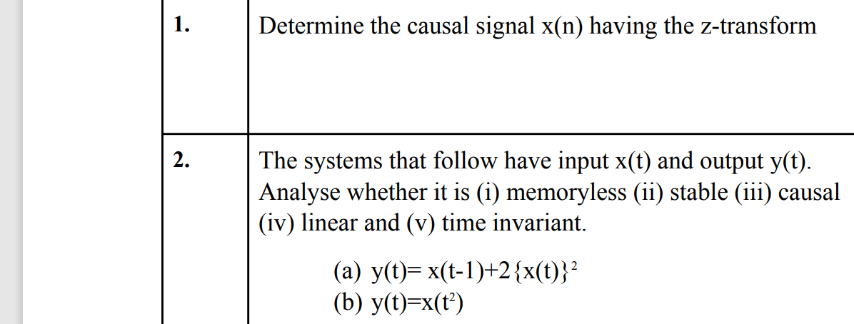 Solved 1. Determine the causal signal x(n) having the | Chegg.com