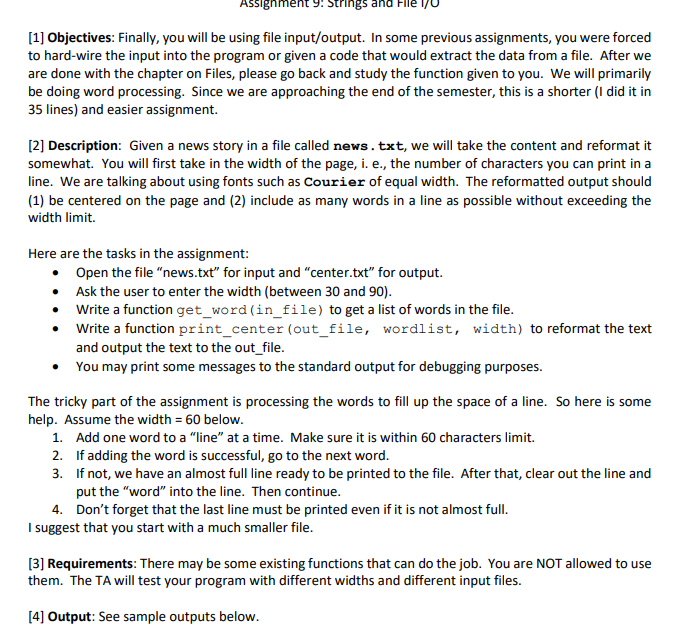Solved Assignment 9 Strings And File 1 Objectives 3542