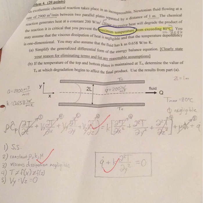 Solved lem 4. (20 points n exothermic chemical reaction | Chegg.com