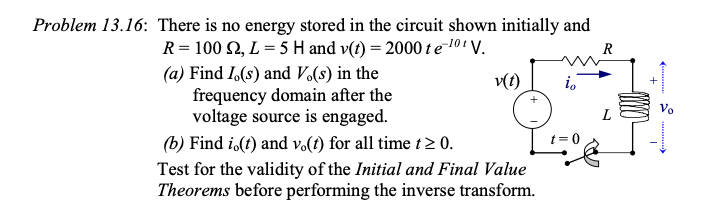 Solved blem 13.16: There is no energy stored in the circuit | Chegg.com