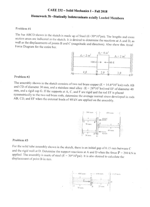 Solved CAEE 232-Solid Mechanics I-Fall 2018 Homework 3a- | Chegg.com