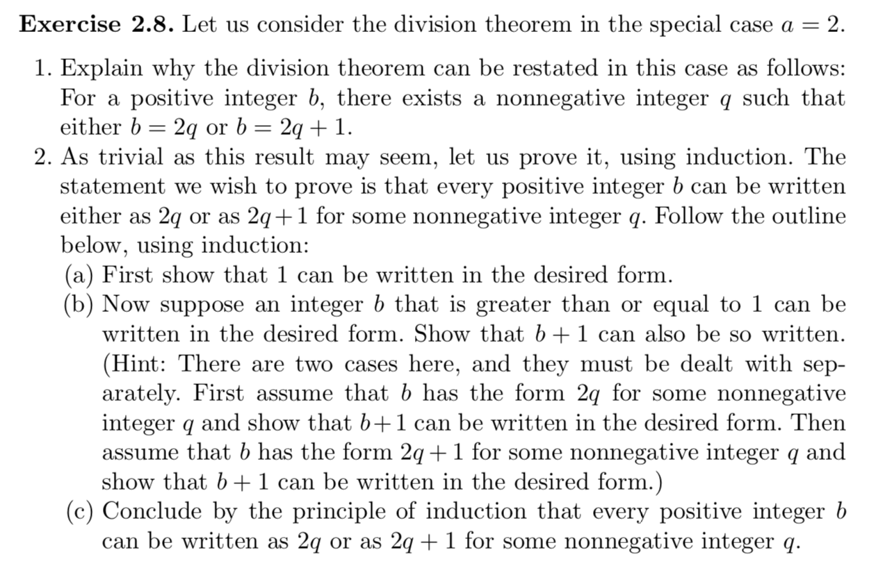 Solved Exercise 2.8. Let us consider the division theorem in | Chegg.com