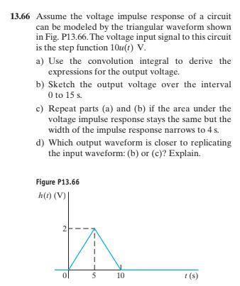 Solved 13.66 Assume the voltage impulse response of a | Chegg.com