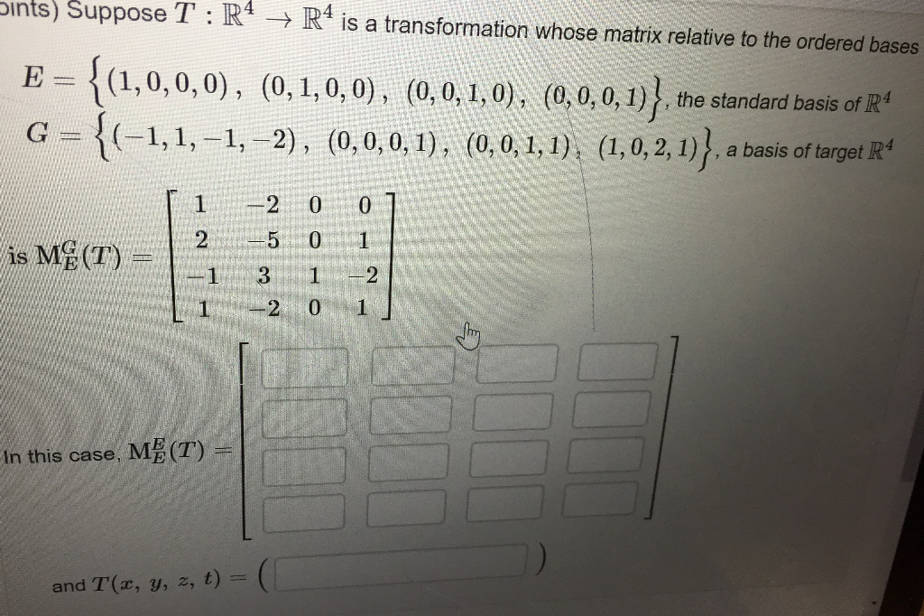 Solved point) Suppose T : R3 → R² is a transformation whose | Chegg.com