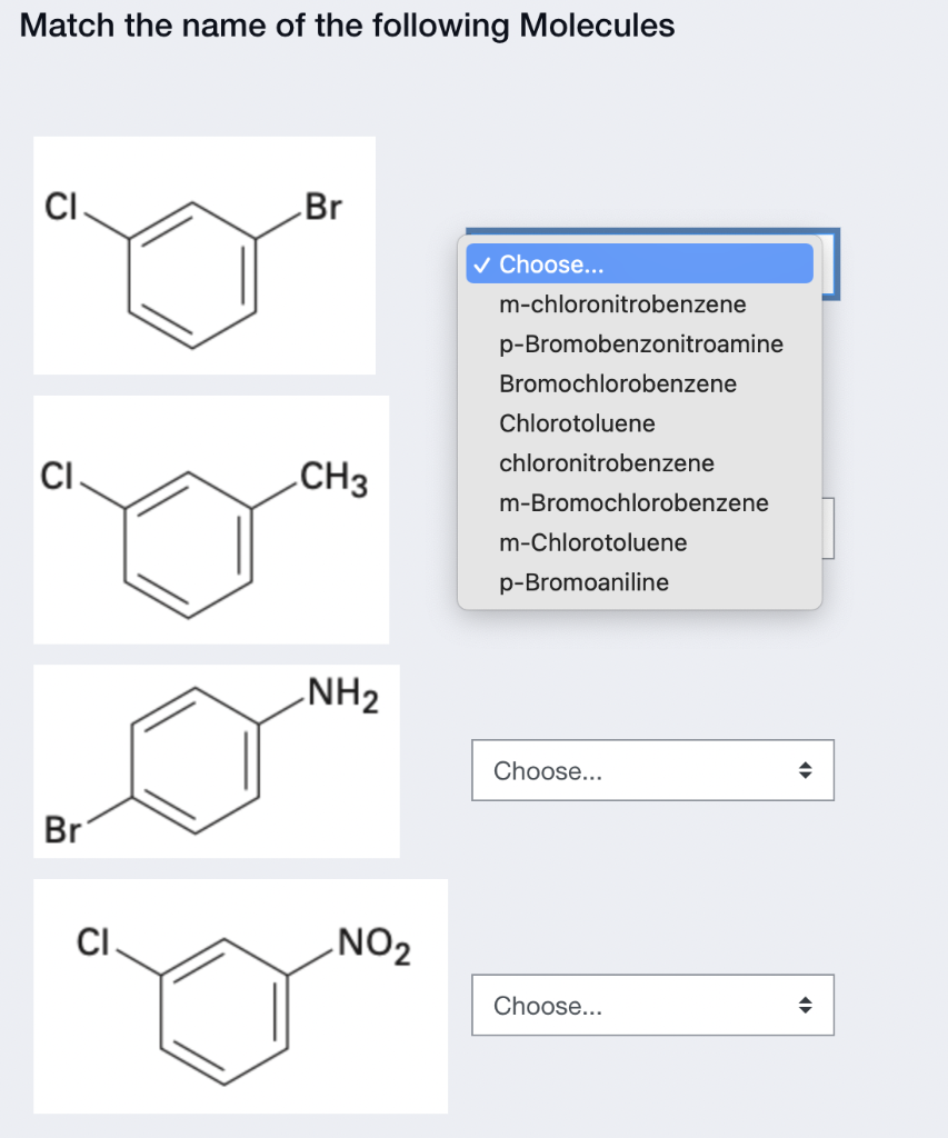 Solved Match the name of the following Molecules | Chegg.com
