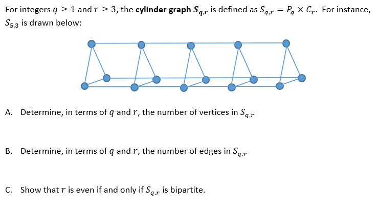 For integers q≥1 and r≥3, the cylinder graph Sq,r is | Chegg.com