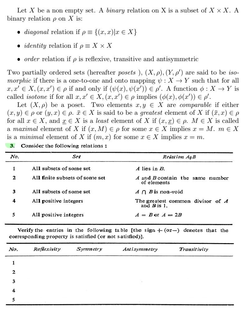 Solved Let X Be A Non Empty Set A Binary Relation On X Is A 4951