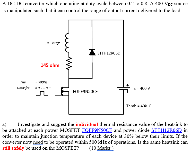Solved A DC-DC converter which operating at duty cycle | Chegg.com
