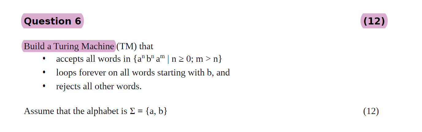 Solved Build a Turing Machine (TM) that - accepts all words | Chegg.com