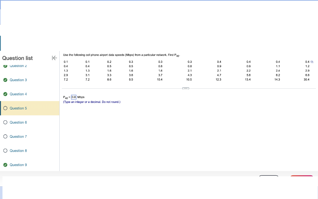 Solved estion list K Question 3 Question 4 P40=0.8 Mbps | Chegg.com