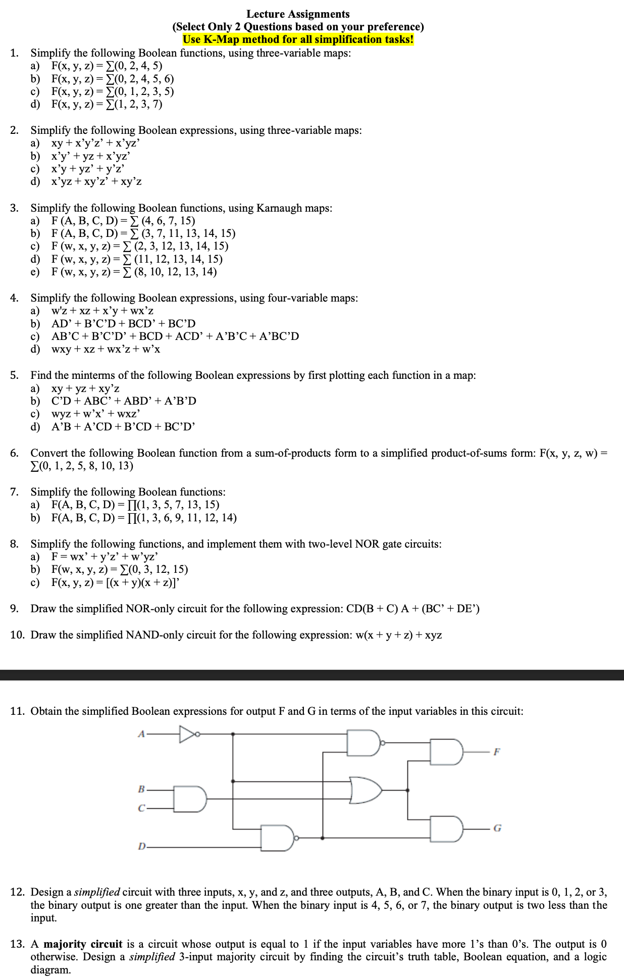 Solved Lecture Assignments (Select Only 2 ﻿Questions based | Chegg.com