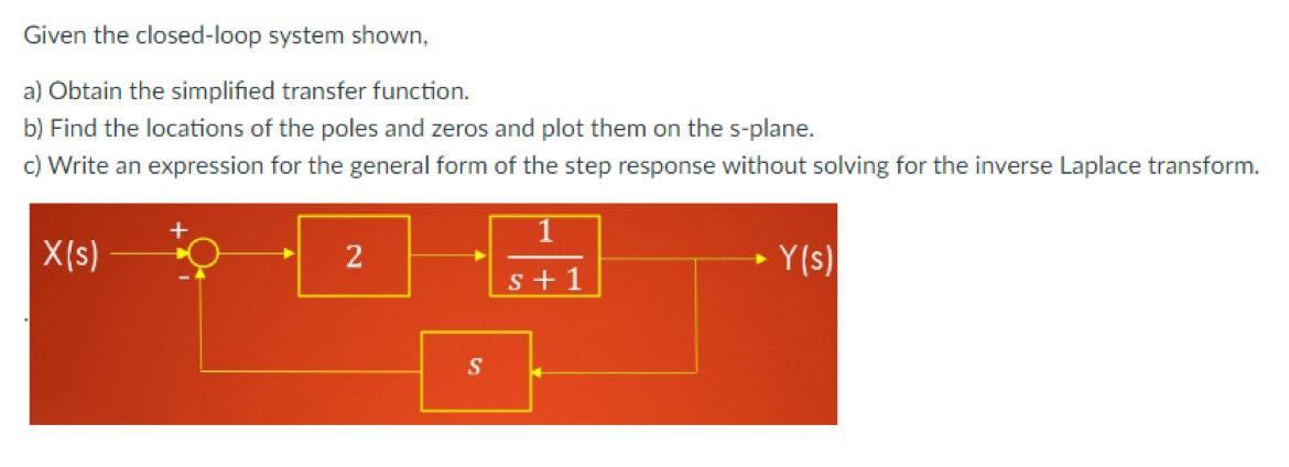 Solved Given the closed-loop system shown, a) Obtain the | Chegg.com