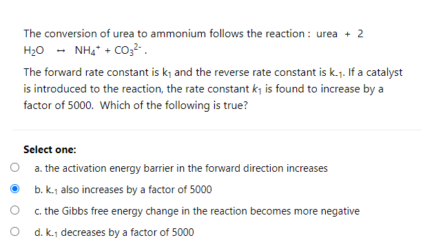 Solved The conversion of urea to ammonium follows the | Chegg.com