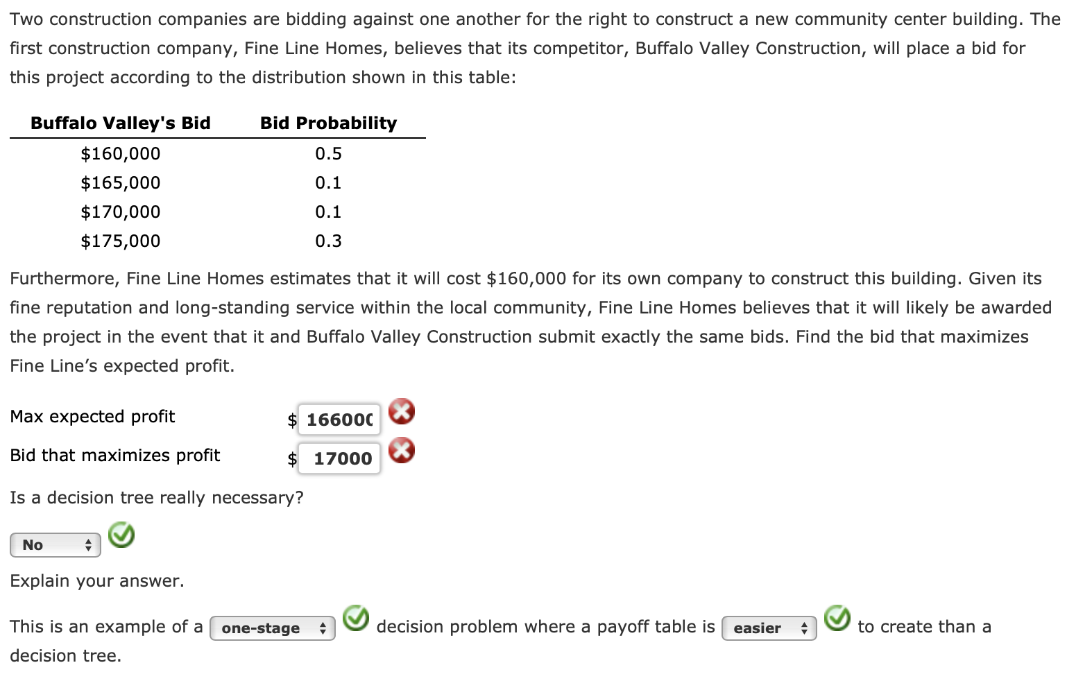 Solved Two construction companies are bidding against one | Chegg.com