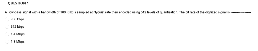 Solved QUESTION 1 A low-pass signal with a bandwidth of 100 | Chegg.com