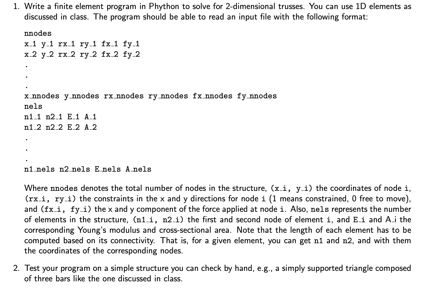 Solved 1. Write a finite element program in Phython to solve | Chegg.com