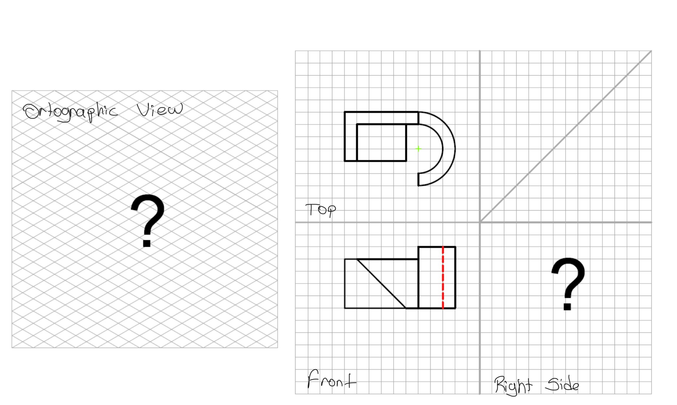 Solved Front and top view orthographic projections of an | Chegg.com