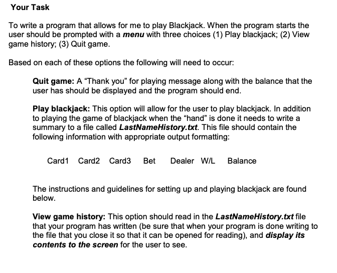 Solved I need help writing a Blackjack program in C++. The | Chegg.com