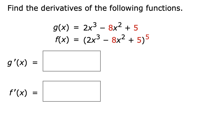 Solved Find the derivatives of the following functions. g(x) | Chegg.com