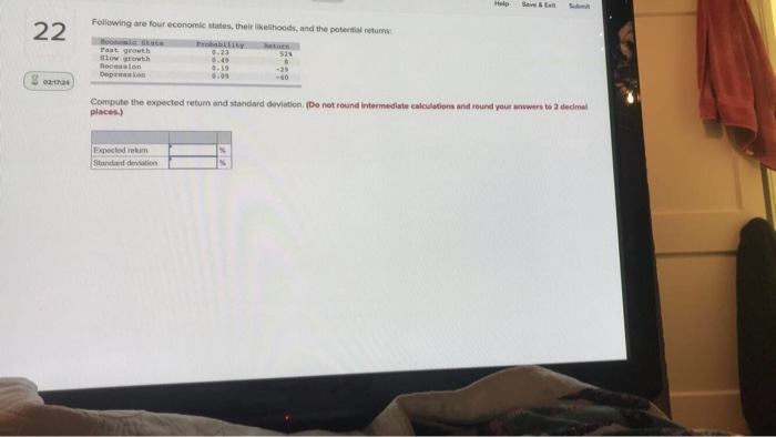 Solved Help Save &EitS Following are four economic states, | Chegg.com