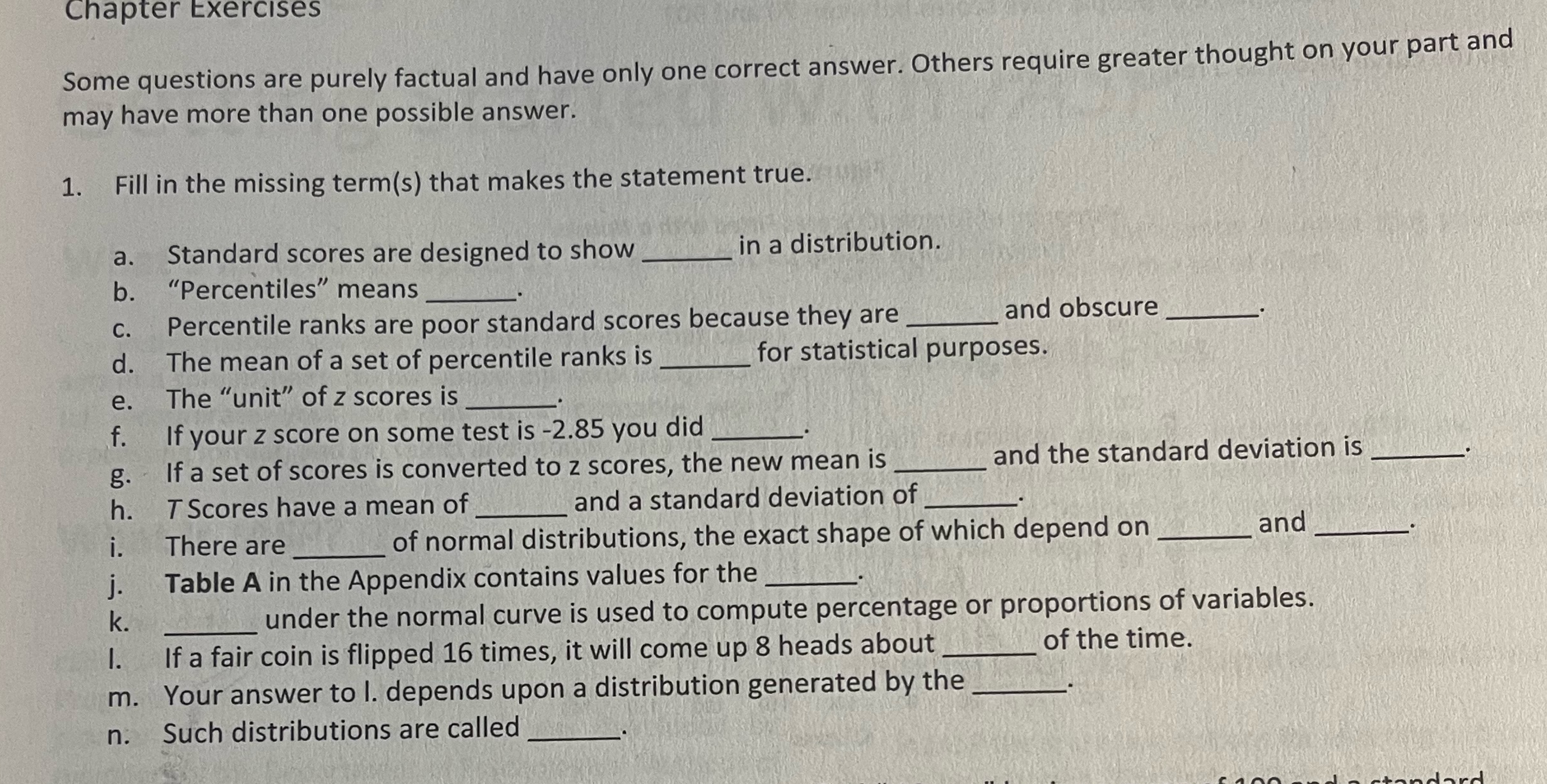 Solved Chapter ExercisesSome questions are purely factual | Chegg.com