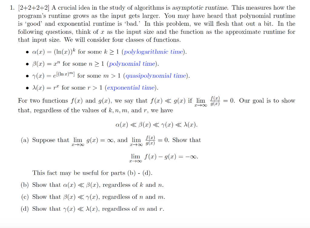 Solved 1. [2+2+2+2] A crucial idea in the study of | Chegg.com