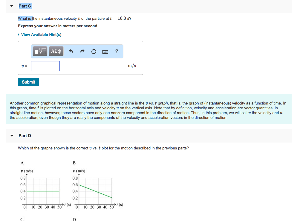 Solved Problem 1 To describe the motion of a particle along | Chegg.com