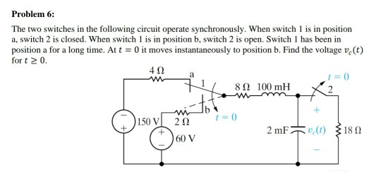 Solved Problem 6: The two switches in the following circuit | Chegg.com