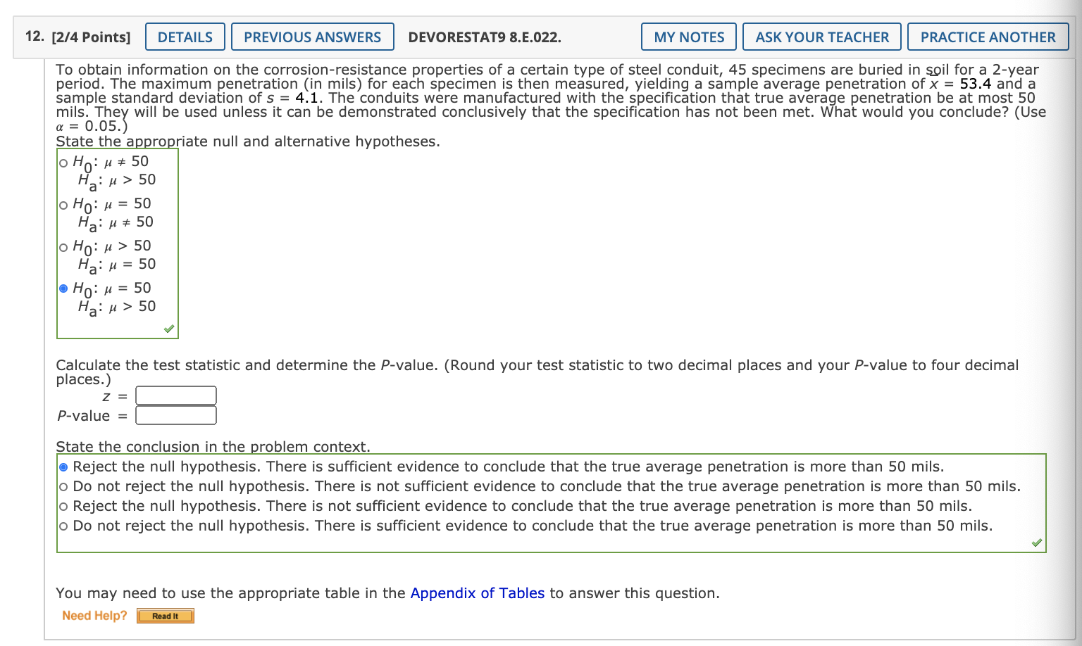 Solved 12. [2/4 Points] DETAILS PREVIOUS ANSWERS DEVORESTAT9 | Chegg.com